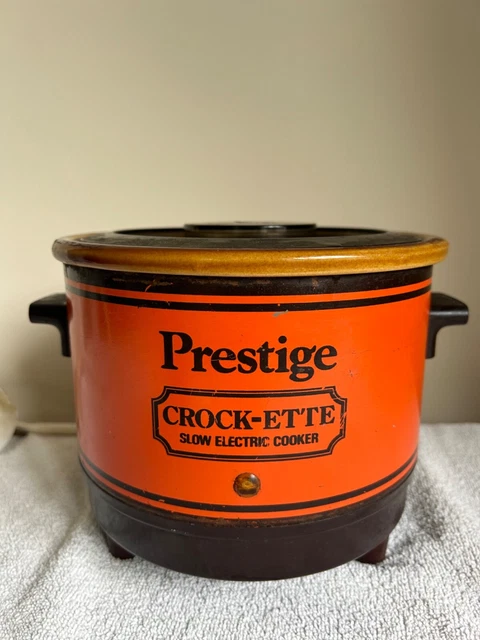 1 VINTAGE PRESTIGE Crock-ette Mini Slow Cooker, Retro Orange, 1.2 L Pot ...