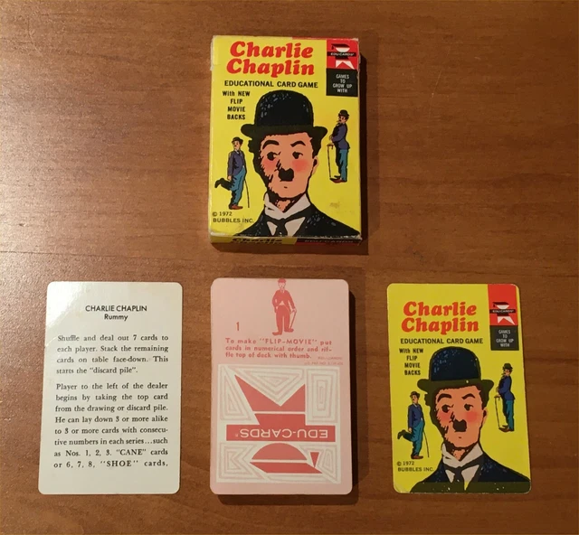 CHARLIE CHAPLIN EDUCATIONAL Card Game with Flip Movie Backs by Bubbles ...