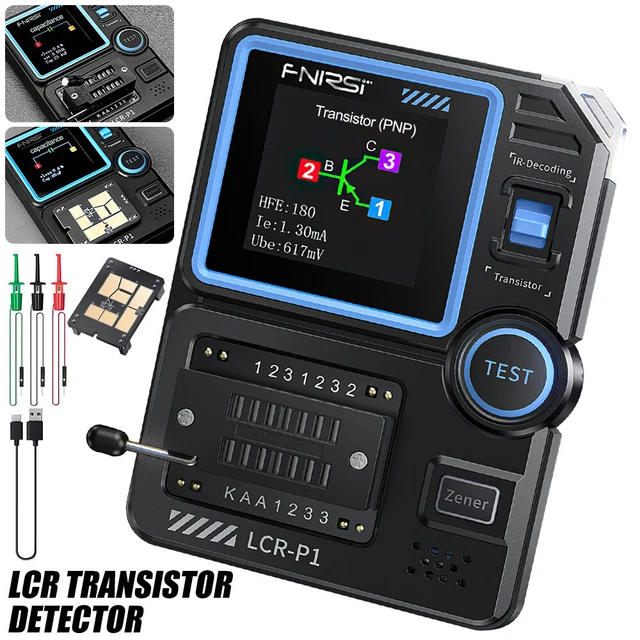 FNIRSI LCR-P1 TRANSISTOR Tester Diode Triode Capacitance Meter LCR ESR ...