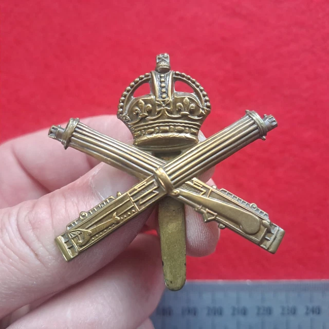 WW1 BRITISH MACHINE Gun Corps Brass Cap Badge Original KC Smaller Crown ...