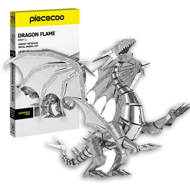 PIECECOOL 3D MODEL Kits For Adult Dragon Flame Metal Puzzles Model Kit ...
