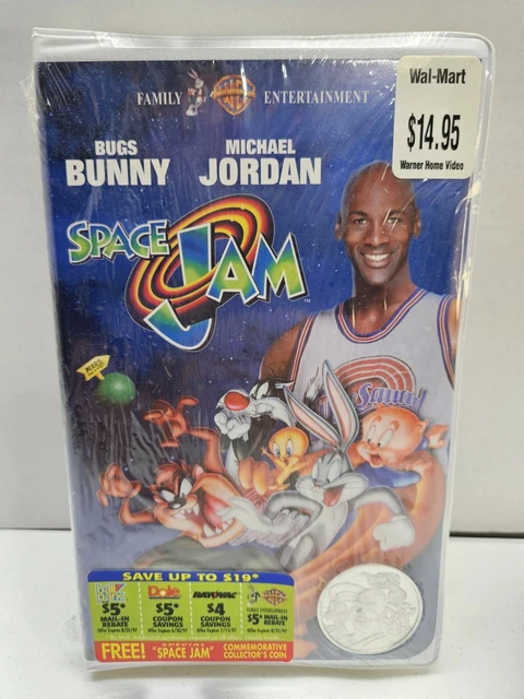 VINTAGE ORIGINAL SPACE Jam VHS Movie W/ Collectable Coin 1997 Michael ...