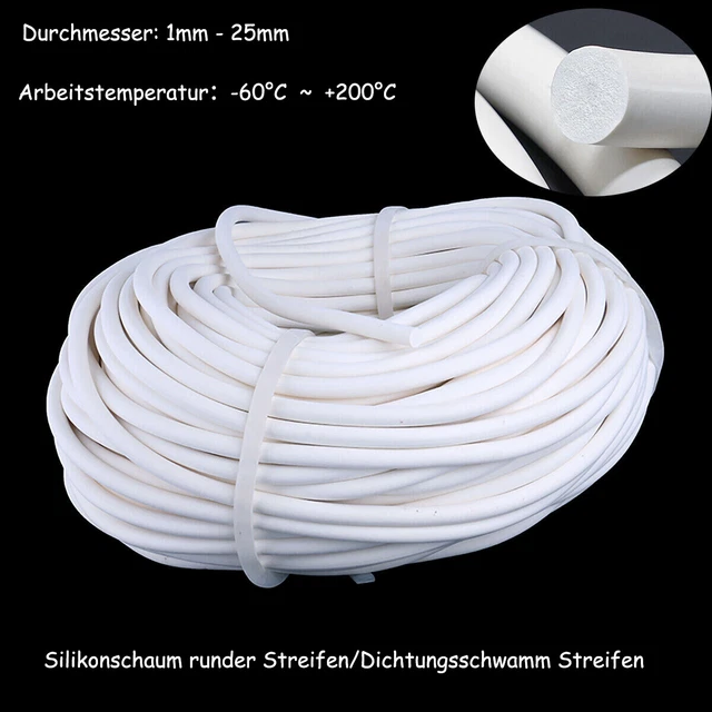 1MM-25MM SILIKON RUNDSCHNUR Silikonschaum Schnur Hinterfüllmaterial ...