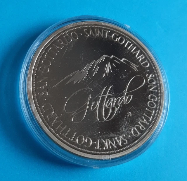 SCHWEIZ - GOTTHARD + G. v. Hildesheim - 54g Medaille - vergoldet mit ...