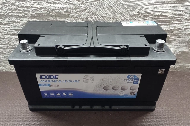 EXIDE EP800 DUAL AGM 12V 95Ah Marine & Leisure 800Wh Boot Batterie ...