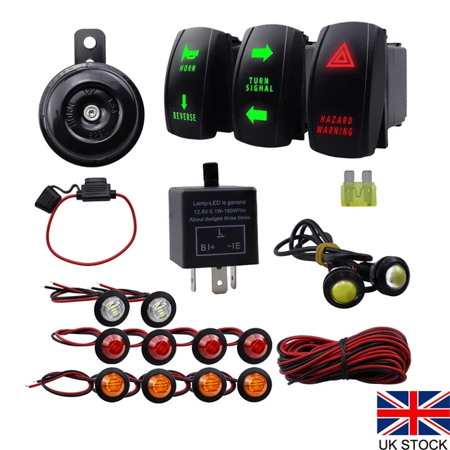 LED ROCKER SWITCH Turn Signal Street Legal Light Horn Hazard For SXS ...