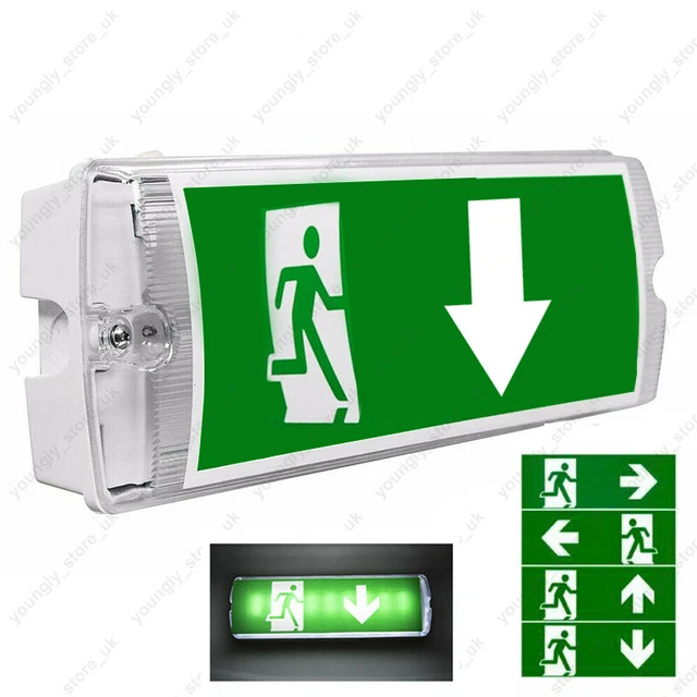 LED EMERGENCY LIGHT Bulkhead Exit Sign Ip65 Maintained Or Non ...