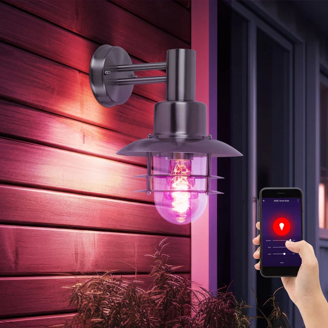 LAMPE APPLIQUE MURALE Dimmable RGB LED Smart Acier Inoxydable Lampe de ...