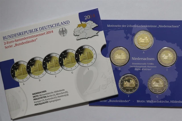 🧭 🇩🇪 GERMANY 2 Euro X5 Proof Niedersachsen In Folder B84 Cg34 $76.37 ...