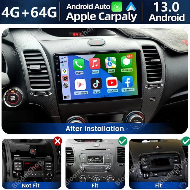 CARPLAY POUR KIA Cerato K3 Forte 2013-2018 Android 13 voiture stéréo radio navires GPS EUR 143 ...