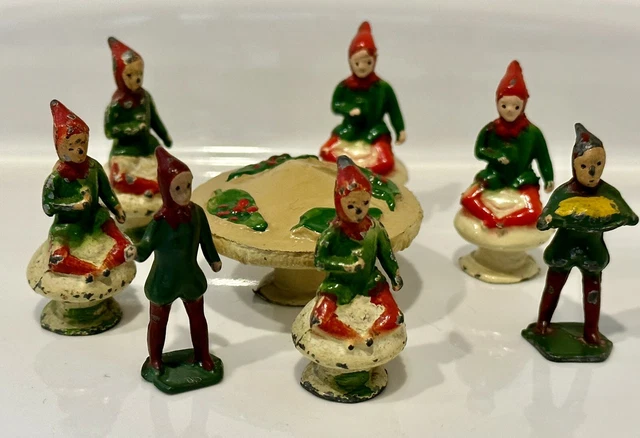 VINTAGE LEAD BARRETT & Sons No.2 Pixie Tea Party Set. Lead Painted. No ...