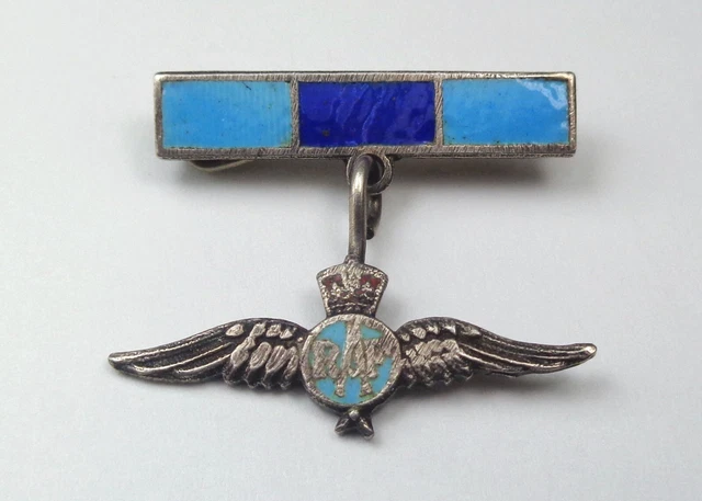 WW2 RAF ROYAL Air Force Pilot Wings Medal Bar Silver Sweetheart Brooch ...