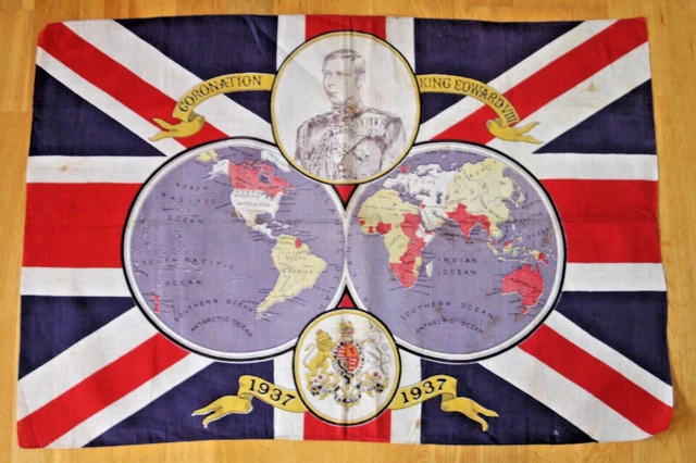 VINTAGE LARGE LINEN flag to commemorate the Coronation of King Edward ...