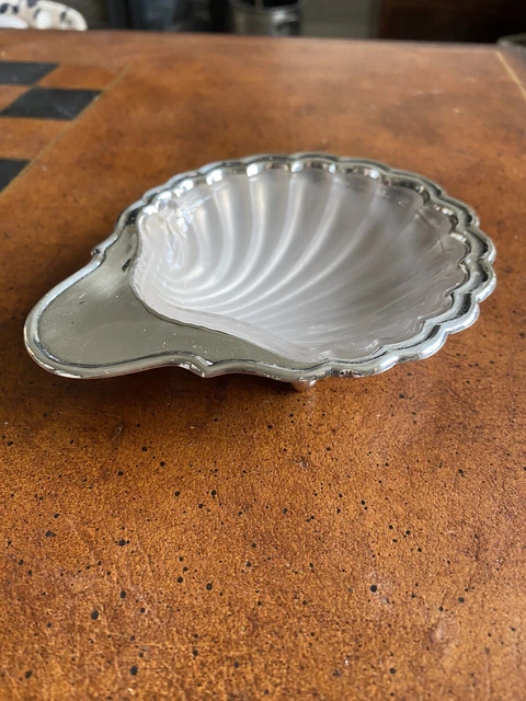 EPNS SILVER PLATED Shell Butter or Caviar Dish with Removeable Glass ...