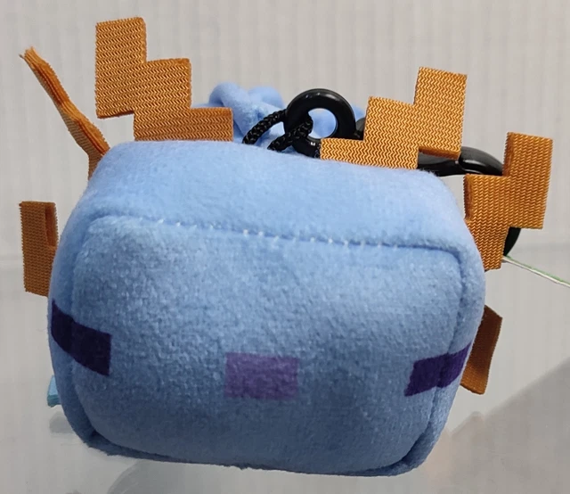 MINECRAFT BLUE AXOLOTL Soft Plush Toy Clip-On Bag Charm Keychain Mojang ...