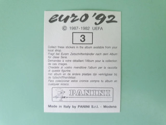 PANINI CALCIATORI EURO 92 - Figurina N. 3 Scudetto Mascotte Berni EUR 2 ...