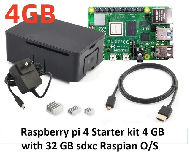 RASPBERRY PI 4 B 4 GB Single Board Computer SBC starter kit New Free ...