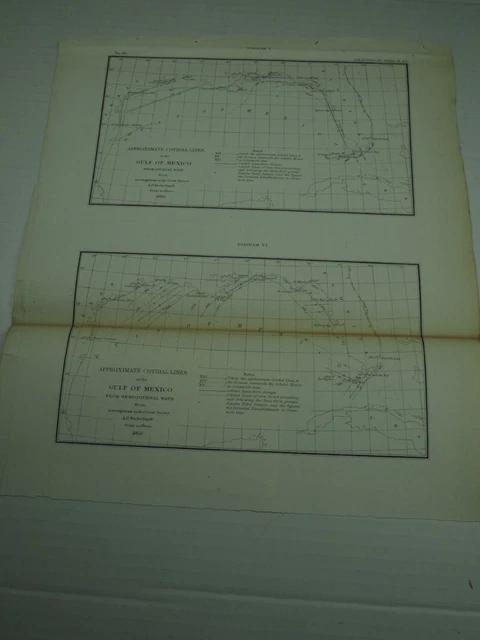 Antique Map Andu S Coast Survey Approx Cotidal Lines Gulf Of Mexico Diurnal And Se £6 24 Picclick Uk