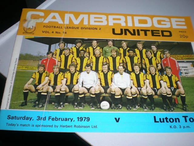 CAMBRIDGE UNITED V Luton Town, 3rd FEBRUARY 1979, NO WRITING/STAPLES. £ ...
