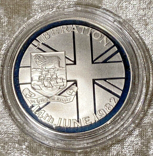 SOLID SILVER PROOF Coin - Falkland Islands Liberation Crown - Coa ...