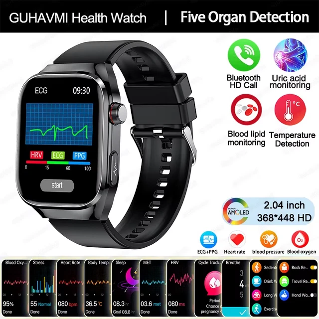 2025 NEW AI Intelligent Diagnosis ECG+PPG Smartwatch Health Protection ...