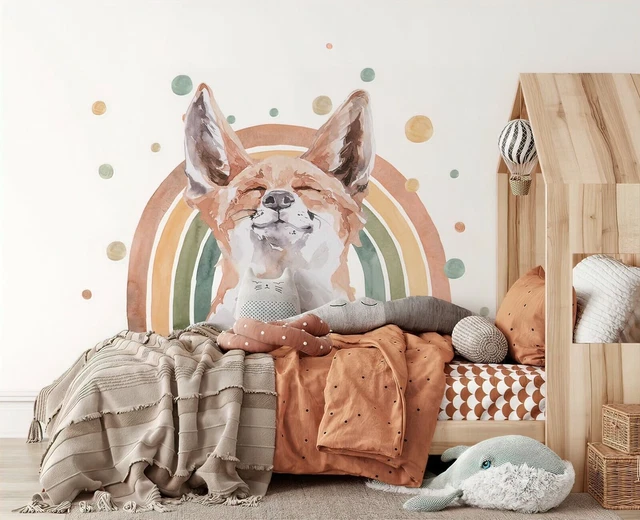 FRIENDS FOX WALL decal for kids big set forest animals rainbow boho £39 ...