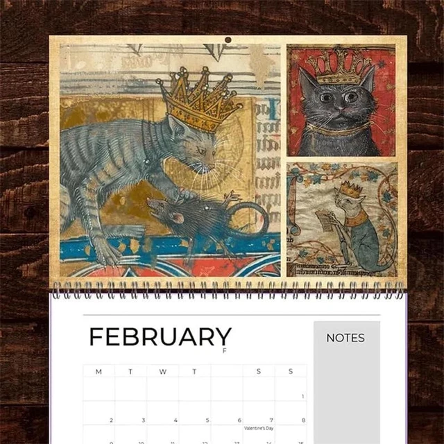 MEDIEVAL CATS WITH Crowns Calendar 2026, Funny Cat Calendar 12 Month ...