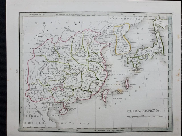 1835 TG BRADFORD Map China Korea Japan Taiwan Asia Genuine Antique £19.79 - PicClick UK