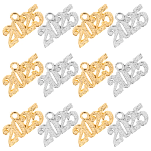 12PCS 2025 CHARMS Metal 2025 Year DIY Pendant Charms for Necklace ...