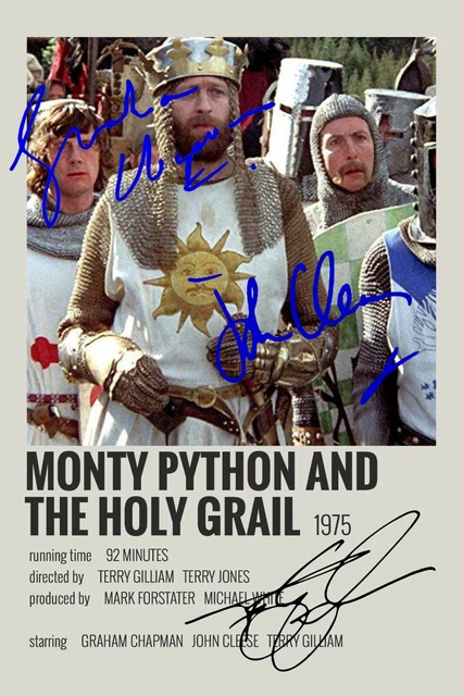 MONTY PYTHON AND the Holy Grail Movie A4 AUTOGRAPHED POSTER Wall art ...