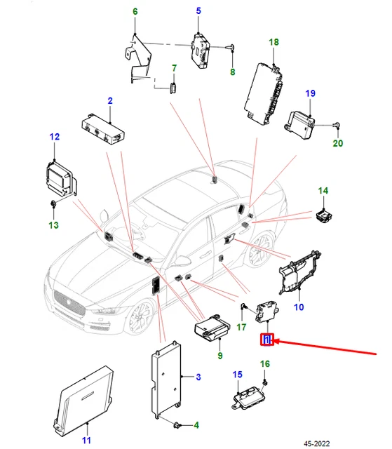 JAGUAR XF X260 Steuergerät vorne rechts Tür LHD T2H25990 NEU ORIGINAL ...