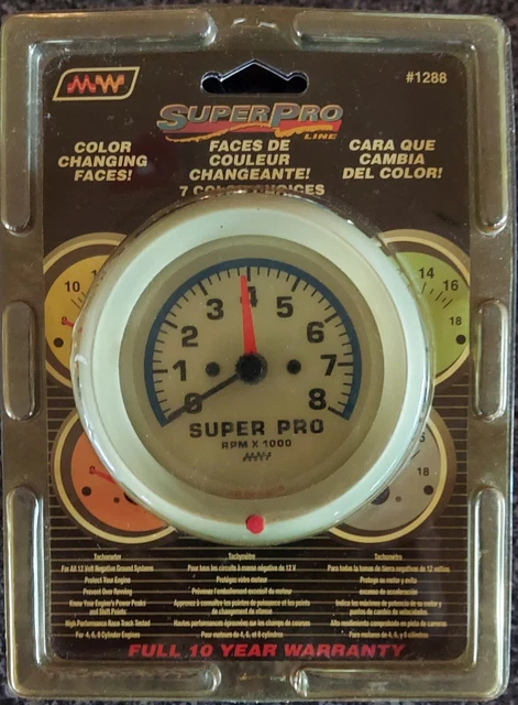 NEW SUPER PRO 3 3/8 Inch Tachometer Tach 8000 Rpm 7 Color Changing Led ...