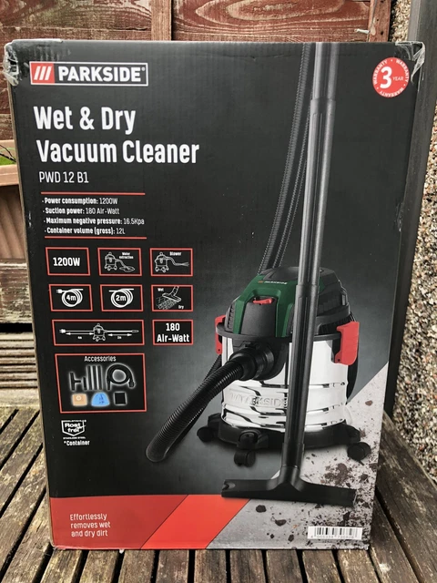 BRAND NEW PARKSIDE Wet & Dry Vacuum Cleaner PWD 12 B1 1200w 12L 2M ...