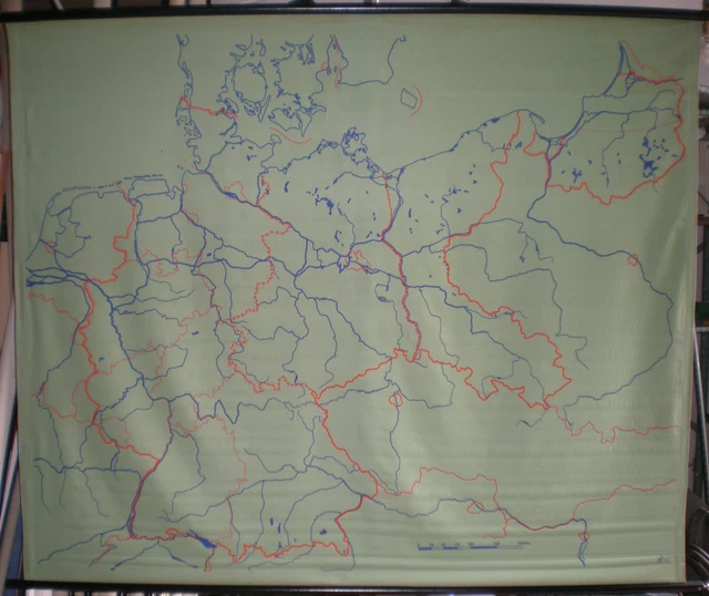 SCHOOL WALL MAP Tuchkarte Germany 167x141cm ~ 1955 W Germany GDR Pin ...