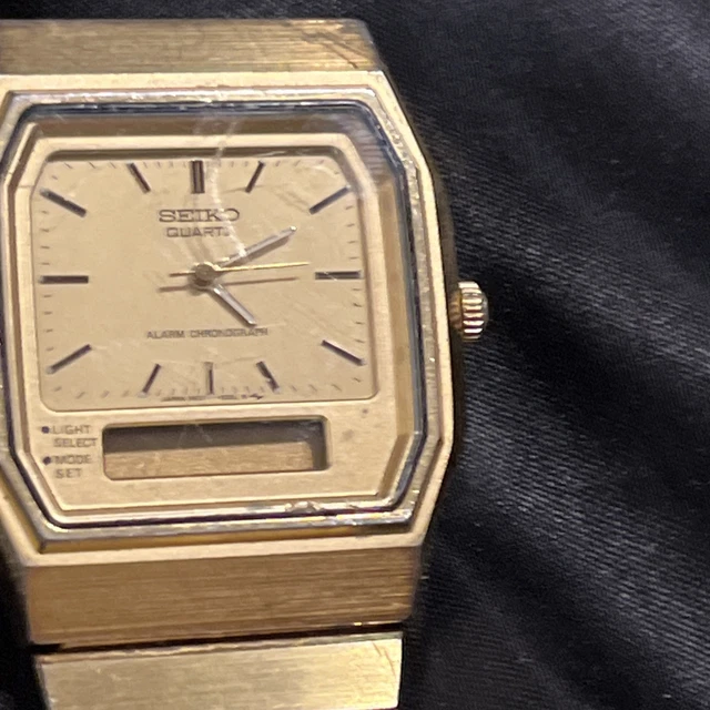 VINTAGE SEIKO QUARTZ Gold LCD Analog Watch- Ref: H601-5219- Not Working ...