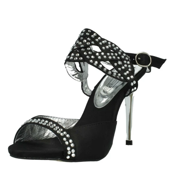 FEMMES SPOT ON F1R772 Bride Cheville Talon Soirée Clouté Sandales EUR 7 ...