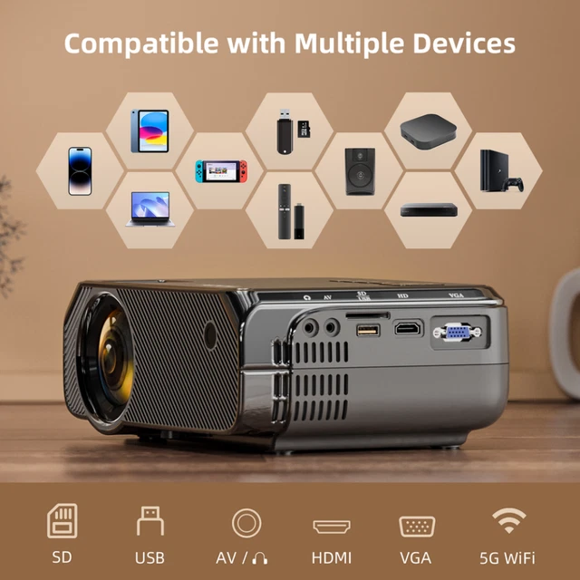 12000 LUMENS 4K 1080P Projector 5G WiFi Bluetooth Mini LED Home Theater ...