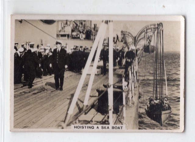 MILITARY SHIPPING CARD. The Royal Navy Hoisting a Sea Boat on HMS ...