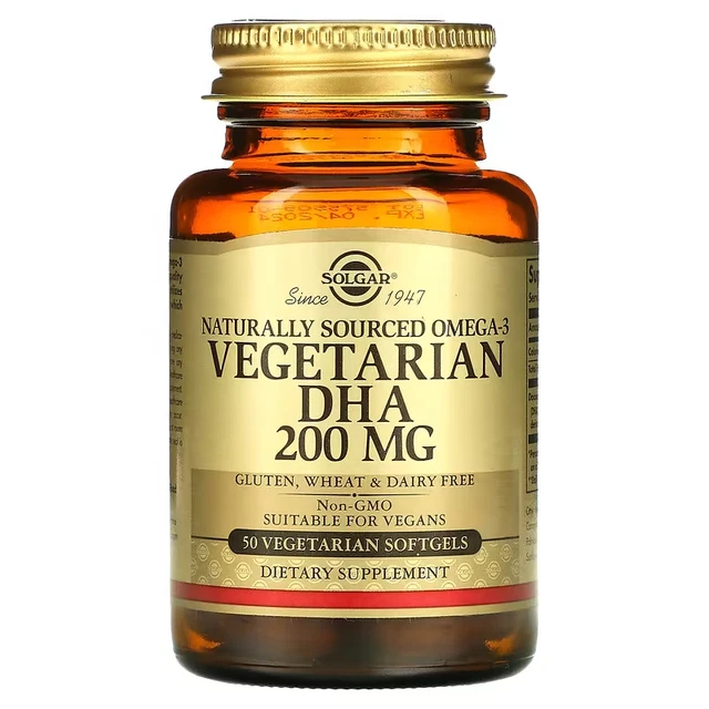 SOLGAR,NATURALLY SOURCED OMEGA-3,VEGETARIAN DHA,200 mg,50 Softgel ...