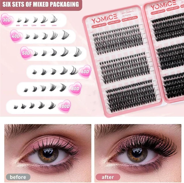 LASH CLUSTERS FLUFFY Individual Eyelashes 60D+80D+100D DIY Lash ...