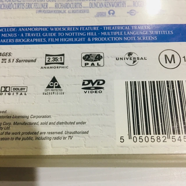 NOTTING HILL DVD Julia Roberts Hugh Grant Region 2 4 £4.17 - PicClick UK