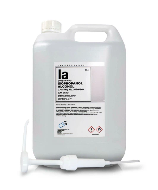 ISOPROPYL IPA 99.9% Propan-2-OL Isopropanol C3H7OH 5L Jerry With Pump £ ...