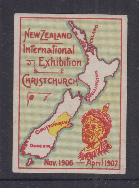 NEW ZEALAND 1906 Christchurch Exhibition Label #1 (Map) - Imperf ...