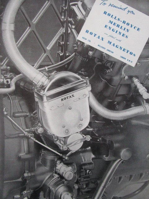 1/1946 PUB ROTAX Rolls-Royce Merlin Engine Moteur Magnetos Original Ad ...