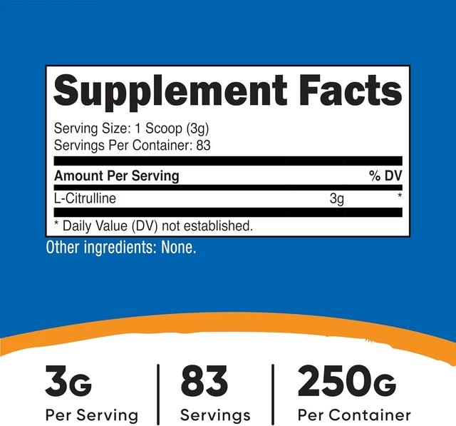 NUTRICOST PURE L-CITRULLINE (Base) Powder 250 Grams £30.59 - PicClick UK