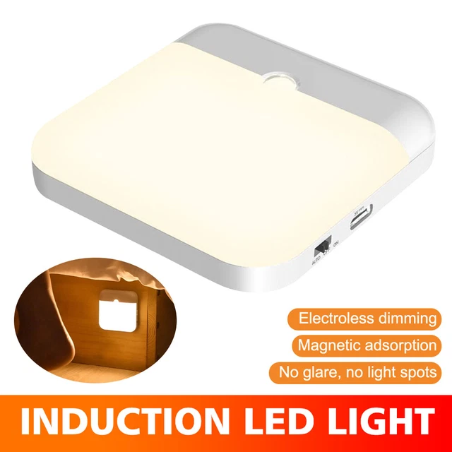 LED MOTION SENSOR Night Light Rechargeable Lamp Magnetic Kitchen Stair ...