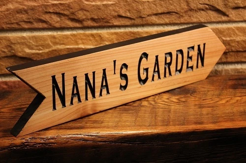 PERSONALIZED WOOD ARROW Sign Custom Routed Garden Cedar Carved Wedding ...