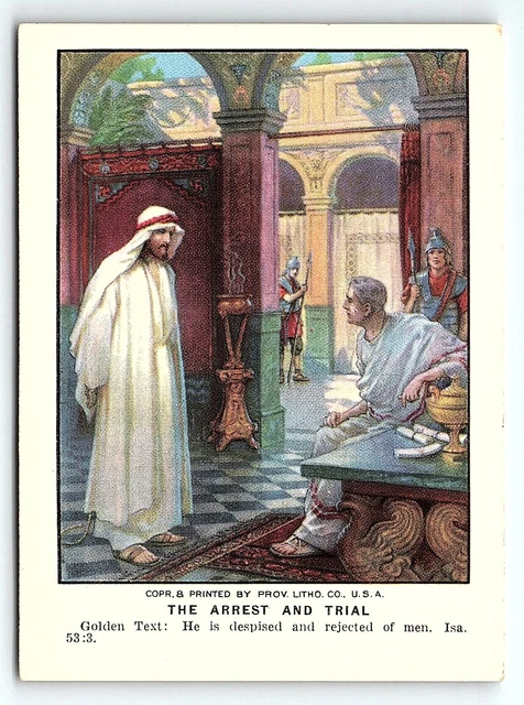 1928 LITTLE BIBLE Lesson Pictures Bible School The Arrest And Trial ...