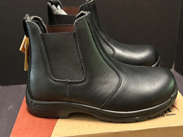MEN'S 8EE AVENGER A7408 FOREMAN CHELSEA Safety Toe Black Leather Slip ...