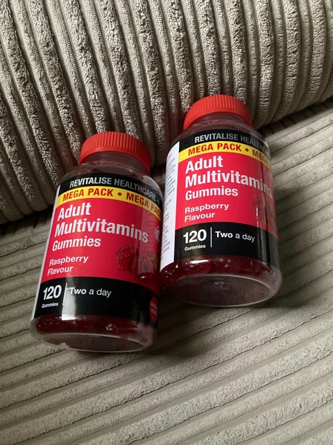 2 X ADULT Multivitamin Gummies | 240 Raspberry Flavour Gummies 2 x Mega ...